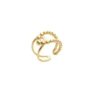 SPERO LONDON Beaded Intercepting Circle Sterling Silver Adjustable Ring - Gold