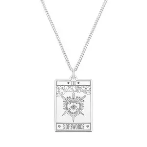 CARTERGORE Sterling Silver '3 Of Swords' Tarot Card Necklace - Gray