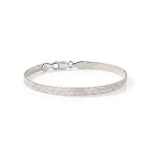 SPERO LONDON Italian Herringbone Snake Chain Bracelet - Silver