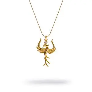 EBRU JEWELRY Rising Phoenix Diamond Pendant Necklace - Gold