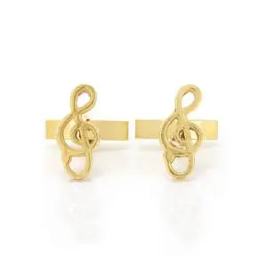 SIMON KEMP JEWELLERS Clef Cufflinks Eighteen Carat On Sterling Silver - Gold