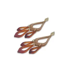 TOOLALLY Feather Drop Earrings - Brown