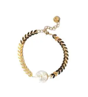 ADRIANA PAPPAS DESIGNS Chevron Pearl Bracelet - Yellow