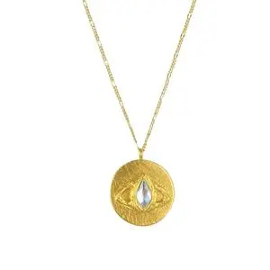 EYECONIC BY SAMAR AJRAM Evil Eye Crystal Medallion Necklace - Gold