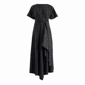 MEEM LABEL Baxter Grid Print Dress - Black