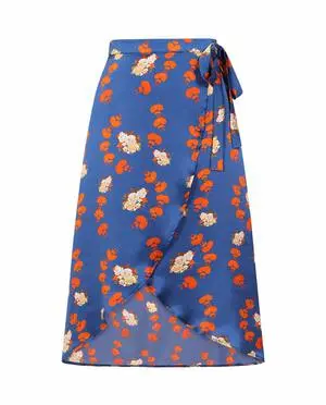 SOPHIE CAMERON DAVIES Floral Print Silk Wrap Skirt - Blue