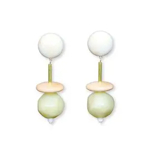 MALOLO JEWELRY Sculptural Resin And Wood Drop Earrings - White/green