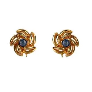 Bounkit Angelique Stud Earrings - Blue/gold