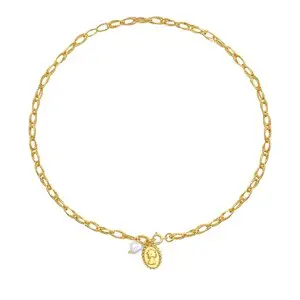 CLASSICHARMS Carved Pendant And Pearl Necklace - Gold