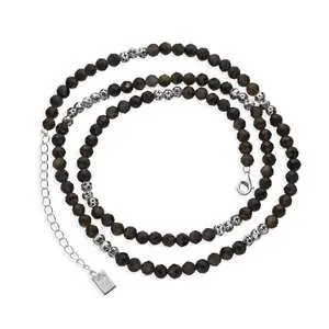 ALTAR™ ORNAMENTS CO. Sterling Silver And Agate Bead Necklace - Silver/black
