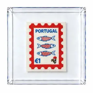 LILLY LOVES Portugal Embroidered Stamp Artwork - Red