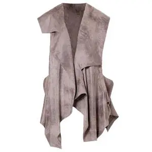METAMORPHOZA Asymmetric Faux Suede Vest - Black