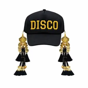 JULIA CLANCEY Disco Dream Tasseltastic Trucker Cap - Black