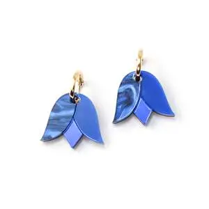 BY CHAVELLI Tulip Hoop Earrings - Gold/blue