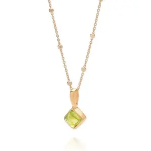 NELLOU JEWELLERY Gold Plated Sterling Silver Peridot Necklace - Green