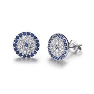 SPERO LONDON Evil Eye Sterling Silver Stud Earrings - Blue/silver