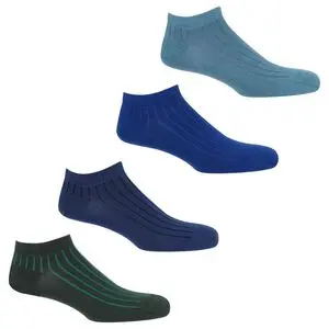 PEPER HAROW - MADE IN ENGLAND Four Pack Essential Trainer Socks - Blue