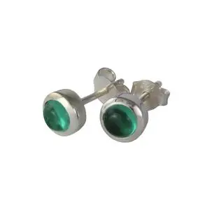 THE JEWELLERY STORE LONDON Emerald Gemstone Earring Studs - Silver/green