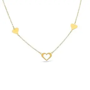 LUTIRO Sterling Silver Three Heart Necklace - Gold