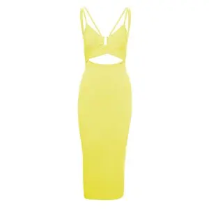 NISSA Knitted Midi Dress - Yellow