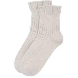 MAMU DREAM Cashmere Ribbed Socks - Beige
