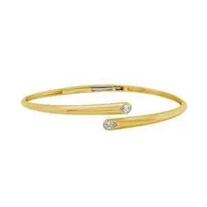 ARTISAN 14k Yellow Gold Diamond Open Cuff Bracelet - Gold/white