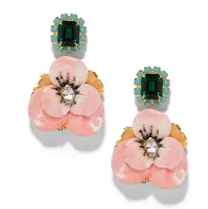 THE PINK REEF Emerald Light Pansy Dangle Earrings - Pink