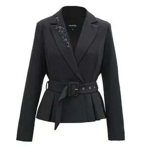 SMART AND JOY Pleated Tailor Jacket With Embroidery