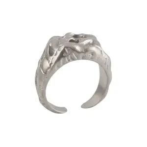 LINYA JEWELLERY Amorphous Rectangular Matte Ring - Silver
