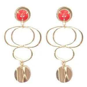 CASTLECLIFF Ajet Vintage-inspired Earrings - Gold/red