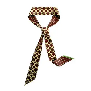 JESSIE ZHAO NEW YORK Silk Skinny Scarf Of Polka Dot Bloom - Brown