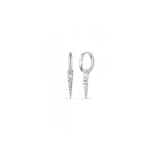 SPERO LONDON Mini Pave Spike Charm Hoop Earrings - Silver