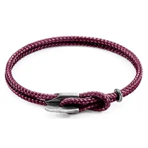 ANCHOR & CREW Padstow Silver & Rope Bracelet - Pink