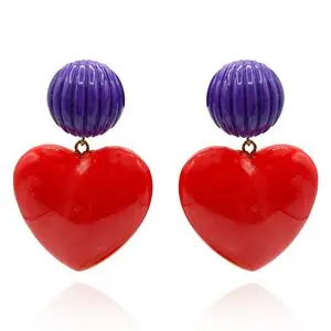 MICHAEL NASH JEWELRY Amour Carved Pierced Resin Drop Earrings - Purple/red