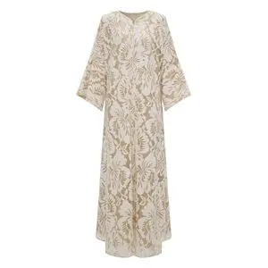 BOCAN COUTURE Estara Zippered Lace Kaftan - Beige