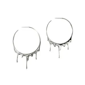 MARIE JUNE JEWELRY Dripping Circular Sterling Hoop Earrings