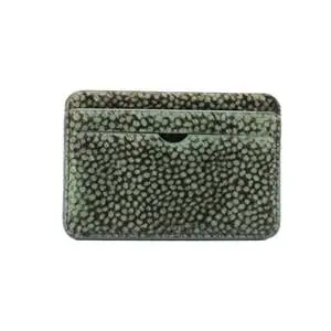 GODI. Hair-on Hide Leather Cardholder – Slim Cowhide Wallet Moss - Green