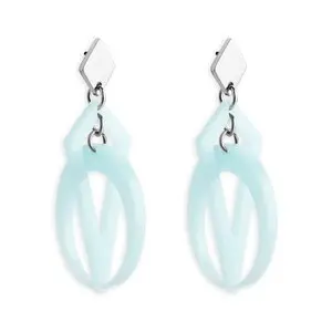 TOOLALLY Petite Crescent Hoops Earrings - Blue/silver
