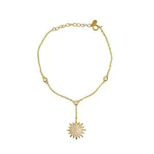 EBRU JEWELRY Diamond And Sun Pendant Bracelet - Gold
