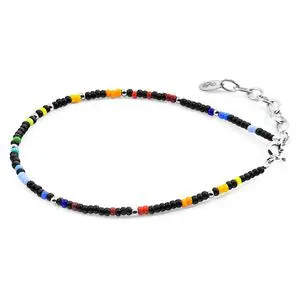 ANCHOR & CREW Ellie Silver & Miyoko Glass Bracelet - Black/gray