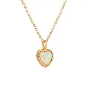 SHABELLA NYC Heart Opal Pendant Necklace - Gold