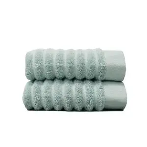 Misona Ribbed Organic Cotton Hand Towel Set Duck Egg - Blue