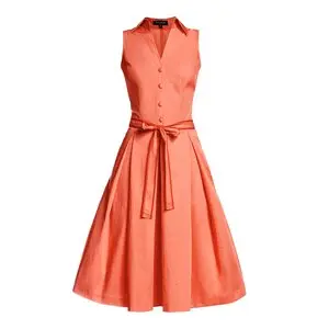 RUMOUR LONDON Venice Cotton Flared Dress - Orange