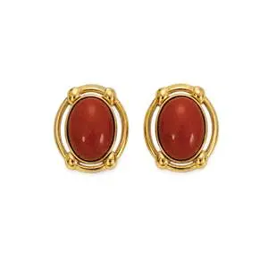 MONARCH Oval Resin Earrings - Gold/red