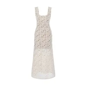 ALINA CERNATESCU Crochet Cotton Midi Dress - Beige