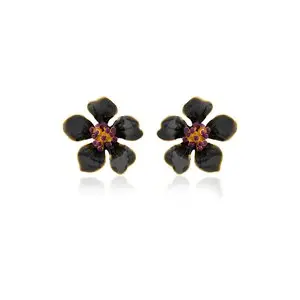 MILOU JEWELRY Cherry Blossom Flower Stud Earrings - Grey
