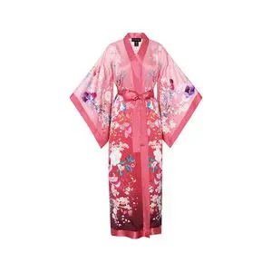 MENG Vermillion Ombre Silk Satin Kimono - Red
