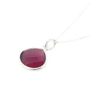 HARFI Sterling Silver Ruby Pendant Necklace - Pink/silver