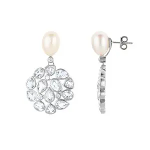 LULU B LONDON Topaz & Pearl Statement Drop Earrings - White