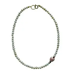 LARSUU Amour Rose No. 1 Pearl Necklace - White/pink